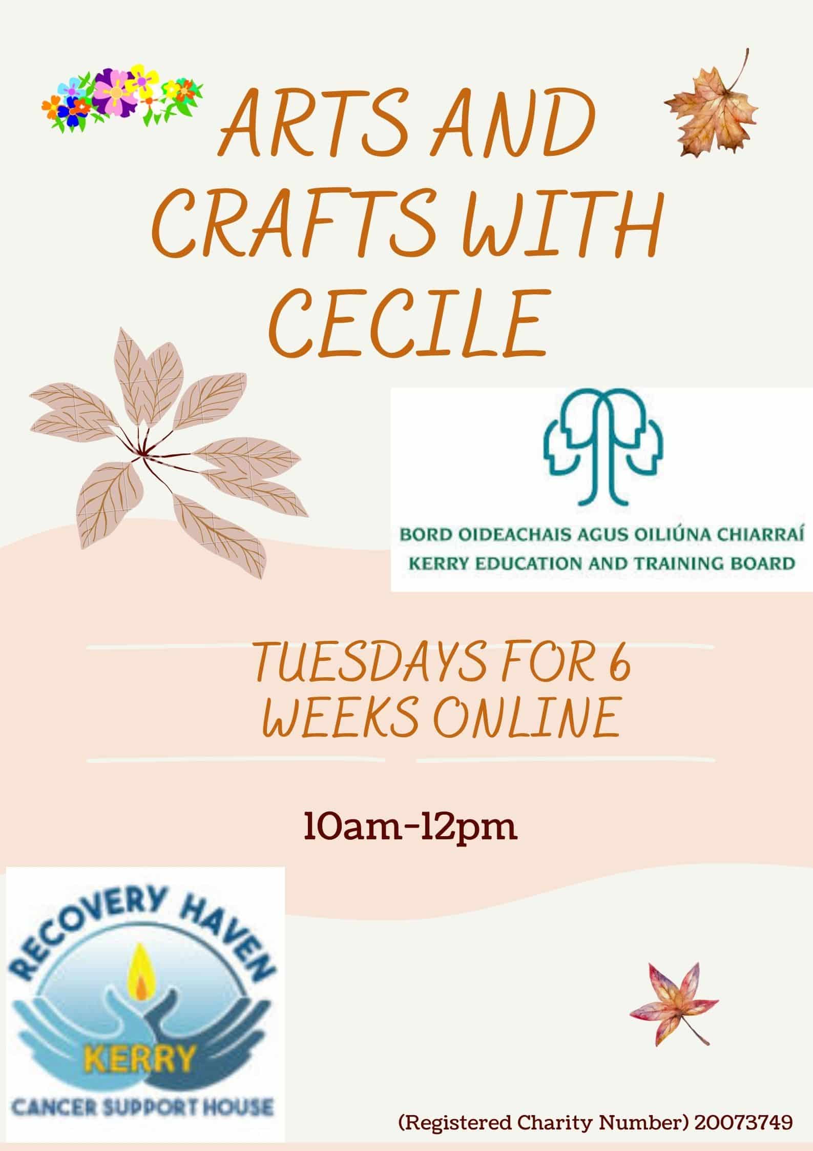 Arts and crafts 6 week online classes with Cecile - Recovery Haven